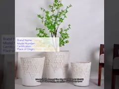 neutral beige round fiber clay planter with honeycomb design pattern lightweight durable low-maintainence flower pot holiday Villa hotel shopping mall office decoration garden landscaping project