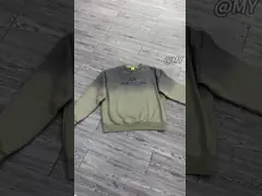 China Custom Distressed Ripped Screen Print Sweatshirt French Terry Crew Neck Color Vintage Washed Fleece Sweatshirts Men for sale