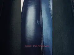 China 9.7oz Weak Stretch  Cotton Polyester Dark Indigo Denim Fabric 10*16/70 construction for jeans for sale