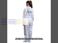 Four-Piece Snap Cleanroom Suit Unisex S~4XL, Antistatic Dustproof Autoclavable, Customized Blue/White HanYang Clean
