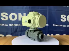 China PVC 3 Way Electric Actuator Ball Valve Motorized IP67 50Nm DN20 3/4 Inch 110V AC True Union for sale