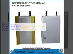 Перезаряжаемая литий-ионная батарея GSP636096-2S1P 7.4V И 5000mAh Для электростанций Внешние электронные устройства Фонарик Освещение Малое электронное оборудование