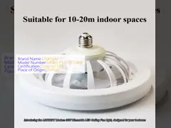 Modern 30W Dimmable LED Ceiling Fan Light with E27 Socket Adjustable Wind Speed for Bedroom