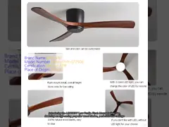 China Wholesale   Remote or Wifi Tuya App Residential Low Profile Flush Mount Propeller Wood Blades Energy Saving Ceiling Fan for Low Ceiling for sale