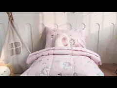 China Pink Unicorn Toddler Microfiber Bedding Set - 4 Piece Comforter & Sheets 57x42 with 200 GSM Filling for sale