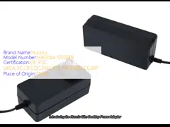 CE FCC RoHS Certified Slim Desktop Power Adapter Universal Plug Type 65W 24V Output