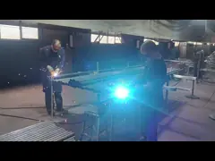 fence post accessories are being welded on the post
