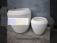 white with irregular black brush round fiber clay planter with  a weathered, mottled texture lightweight durable low-maintainence flower pot holiday Villa office decoration garden landscaping project