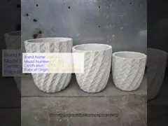 white round fiber clay planter with  irregular polygonal mosaic-like pattern lightweight durable low-maintainence flower pot holiday Villa office decoration garden landscaping project