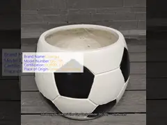 soccer ball design sporty fun - themed appearance tapered spherical fiber clay planter lightweight durable low-maintainence flower pot holiday Villa office decoration garden landscaping project
