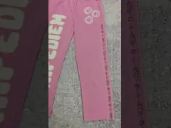 Custom Logo Applique Embroidery Patch Distressed Jogger Sweatpants Baggy Wide Leg Track Pants Men