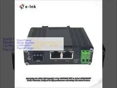 Mini Industrial 1-Port 100/1000X SFP to 2-Port 10/100/1000T 90W PoE++ Media Converter