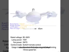 HFBH Dingdian Led Hot Sales 4 Heads Fan LED Light Drone-Shaped Remote Control Fan Lamp Indoor Bedroom AC 85-265V Ceiling Fan Lamp