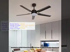 52 Inch 5 Blades Iron ABS Matt Black LED 3 Colors Ceiling Cooling Fan Lamp with Light,ceiling-fans-with-lights