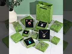 Vintage Green Jewelry Gift Set Sky Earth Lid Box Matching Handbag Romantic Floral Design