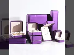 China Premium Square Purple Pu Leather Jewelry Box for Jewelry Set for sale