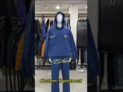 Custom Jogging Sweat Suits Pullover Embroidery logo Hoodie Baggy Straight Wide Leg Sweatpants Jogger