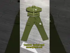 Custom Windbreaker Polyester Zip up Cropped Boxy Jacket Cargo Sweatpants Men Waterproof Lightweight