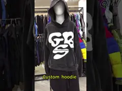 Custom Embroidered Patch logo Acid Washed Vintage Oversized Pullover No String Streetwear Heavyweigh