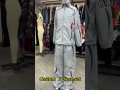 China OEM Sublimation Print Color Block Windbreaker Polyester Jacket And Joggers Sweatpants Tracksuit For Men Fast Shipping for sale