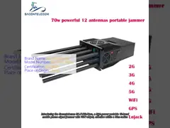 China 12 Bands Handheld Mobile Phone Signal Jammer with 70 Watts Power and Up To 60m Radius for sale