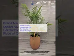 Tall golden- Brown hue stripe round fiber clay planter office decoration project