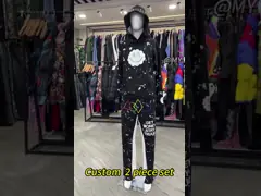 Custom Puff Print Hoodie Gallery Casual Flared Jogger Track Pants Elastic Waist Men s Stacked Sweatp