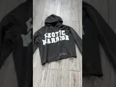 China Label Customized Printing Label Vintage Raw Hew Boxy Cut Edge Hoodie Applique Embroidery Patch Hoodie Cut And Sew Hoodie Men for sale