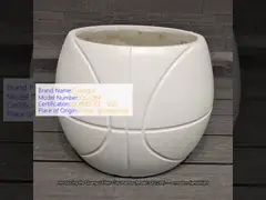 classic basketball design sporty fun -themed appearance spherical fiber clay planter lightweight durable low-maintainence flower pot holiday Villa office decoration garden landscaping project