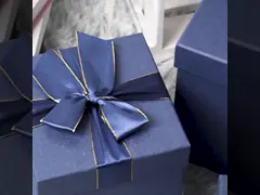 Elegant Blue Square Gift Box Premium Empty  Box with Bowknot Packaging for Birthdays