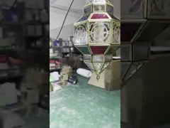 China Glass Shade Moroccan Style Vintage Copper Chandelier For Coffee Hotel Ceiling for sale