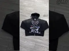 OEM Custom Contract Stitch Zip up Acid Wash Vintage French Cropped Boxy Hoodies Men Distress Screen