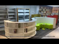 BESTON furniture white curved library bookcase with rest sofa