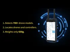 1.5km de frecuencia de radio de mano Sistema anti-drones de bajo error 700+ tipos de drones comerciales.