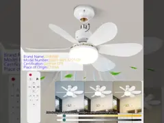 China Wholesale   Socket Fan Light with Remote E27 Base 20.5'' Small Screw in Ceiling Fans with Lights 3 Speeds and 3 Color Dimmable Fan Light Bulb for sale