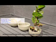 warm natural beige rhythmic tactile pattern round fiber clay planter home porch project