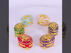 China Gold Purple Rose Enamel Oval Metal Jewelry Storage Organizer Box One Layer for Easy Storage and Organization for sale