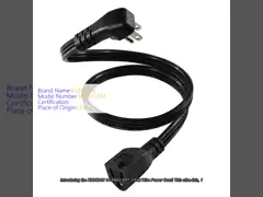 China 14 AWG SPT-3 Flat Wire Power Cord NEMA 5-15P to 5-15R 15A 125V for sale