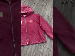 China Custom Embroidery Patch Logo Hoodie Acid Washed Vintage Cropped Hoodie Men Boxy Zip Up Fleece Hoodies for sale