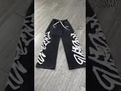 China Custom Contract Stitch Embroidery Patch Logo Hoodie Flare Baggy Loose Fit Sweatpants For Men for sale