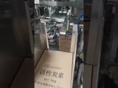 Macchina di imballaggio in polvere di carbonio attivo Borsa pre-fatta Borsa auto-portante Borsa aperta ZipperRimozione automatica della polvere