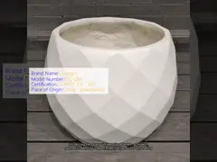 geometric diamond -shape design sporty fun -themed appearance spherical fiber clay planter lightweight durable low-maintainence flower pot holiday Villa office decoration garden landscaping project