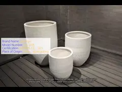 hotselling white textured bands round fiber clay planter deluxe decoration project