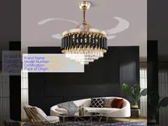 Modern Residential Smart Home Decorative Remote Control Gold Crystal Large Ceiling Light Fan Luxury Chandelier Led Ceiling Fan