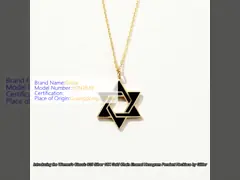 Women's Classic 925 Silver 18K Gold Chain Enamel Hexagram Pendant Necklaces