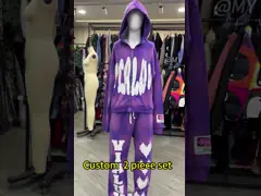 Custom Applique Embroidery Patch Boxy Zip up Rhinestone Sun Faded Acid Washed Hoodie Tracksuits Set