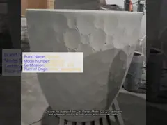 neutral beige round fiber clay planter with vertical stripe pattern lightweight durable low-maintainence flower pot holiday Villa hotel shopping mall office decoration garden landscaping project