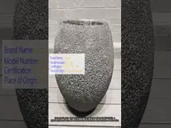 grey textured  round fiber clay planter with natural rock-like pattern lightweight durable low-maintainence flower pot holiday Villa office decoration garden landscaping project