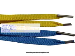 Corda in poliestere intrecciata colorata piatta tubolare da 15mm per borse con puntali metallici
