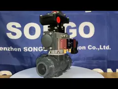 China 3Way PVC Pneumatic Ball Valve Corrosion Resistant Plastic Double Union Female Thread Type for sale